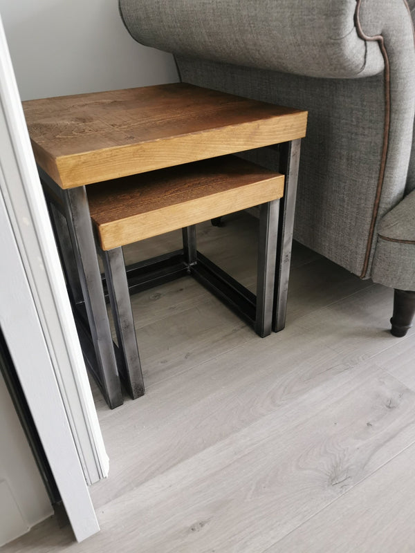 Rustic square nesting tables – The Grain Company Ltd
